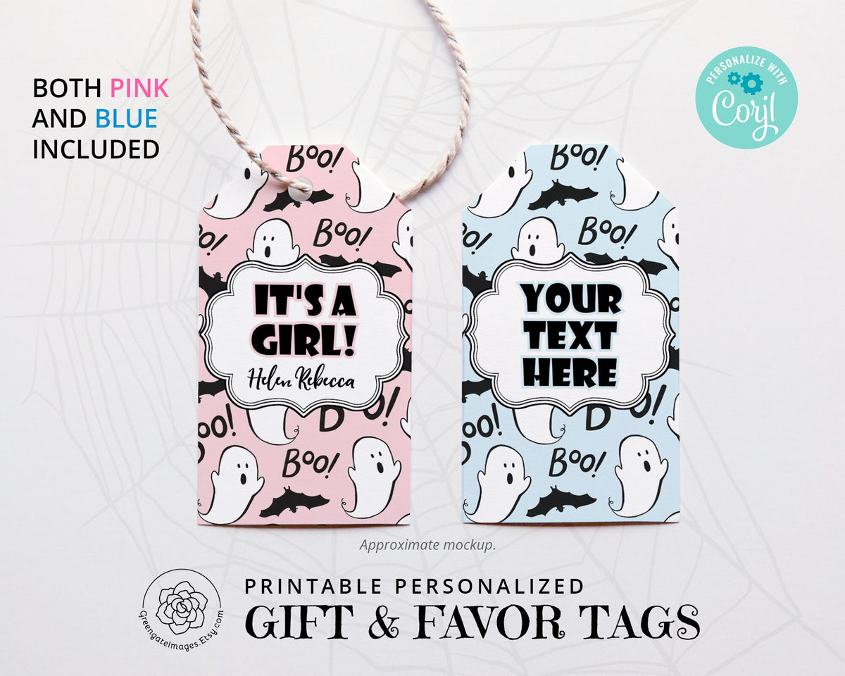 Pink and Blue Ghosts Halloween Gift Tags – Greengate Images