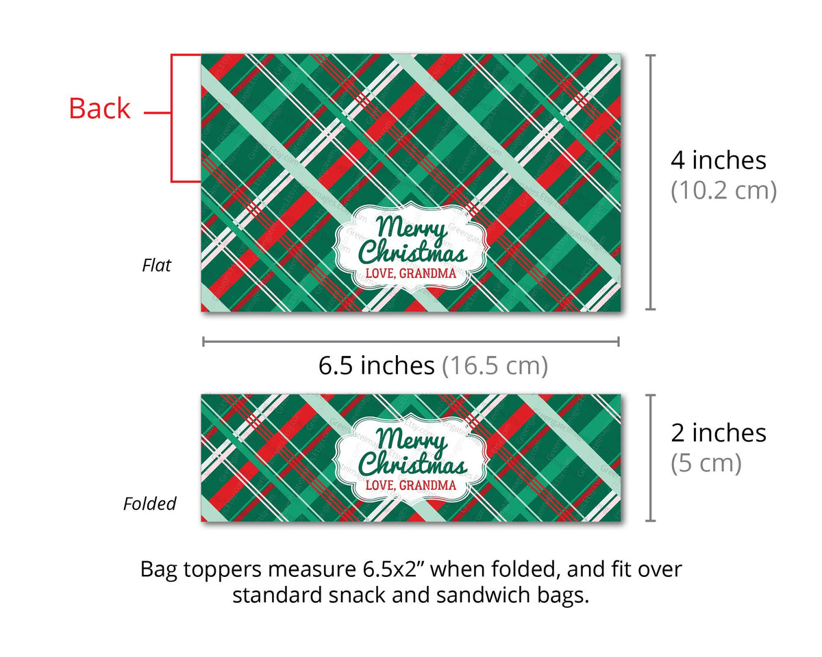 Christmas Bag Toppers - Green Plaid – Greengate Images