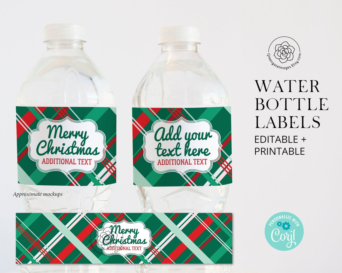 Christmas Plaid Water Bottle Label – Greengate Images