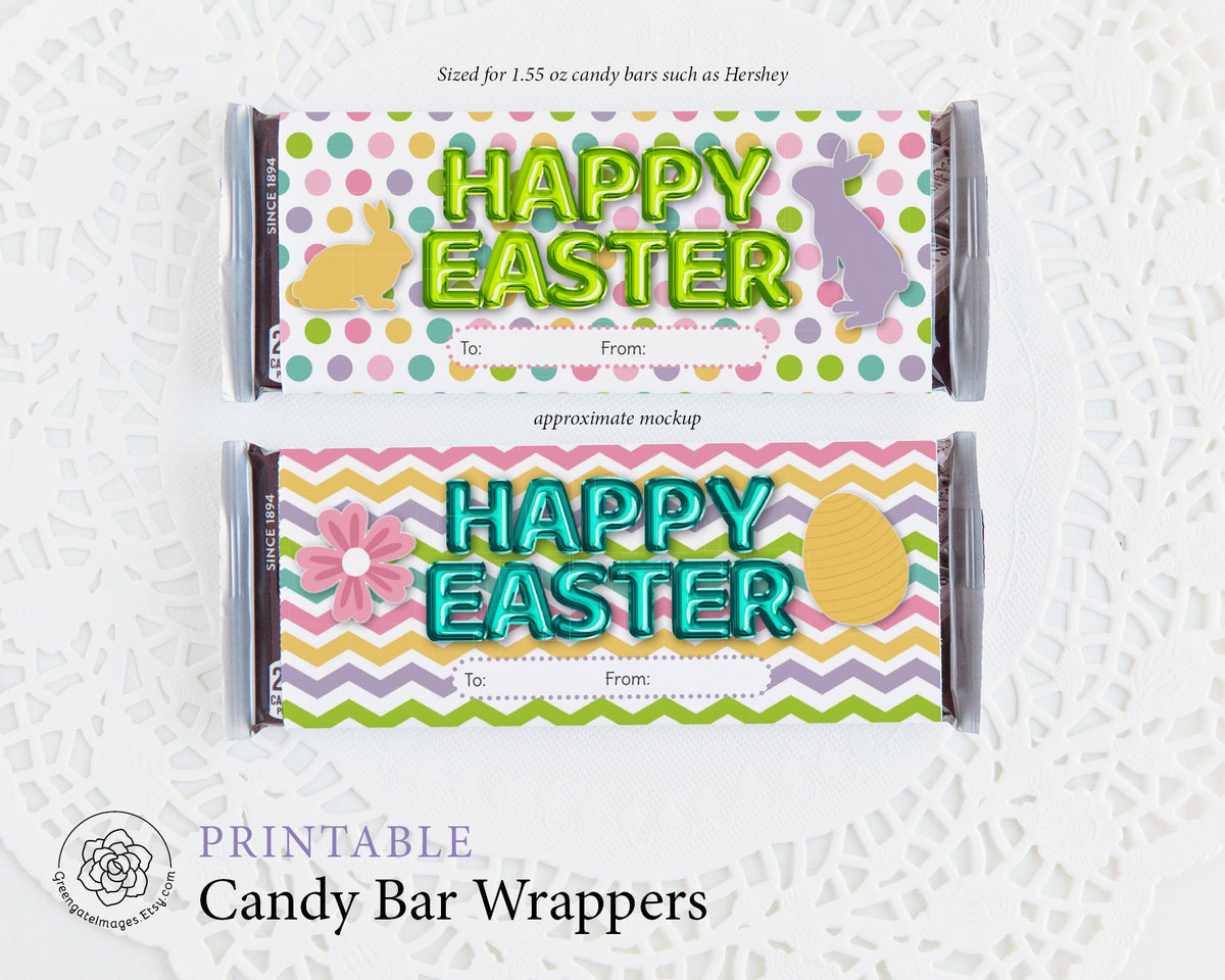 Easter Candy Bar Wrapper Set - Dots and Chevron – Greengate Images