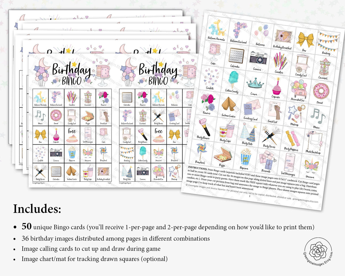 Birthday Bingo - Feminine Pink – Greengate Images