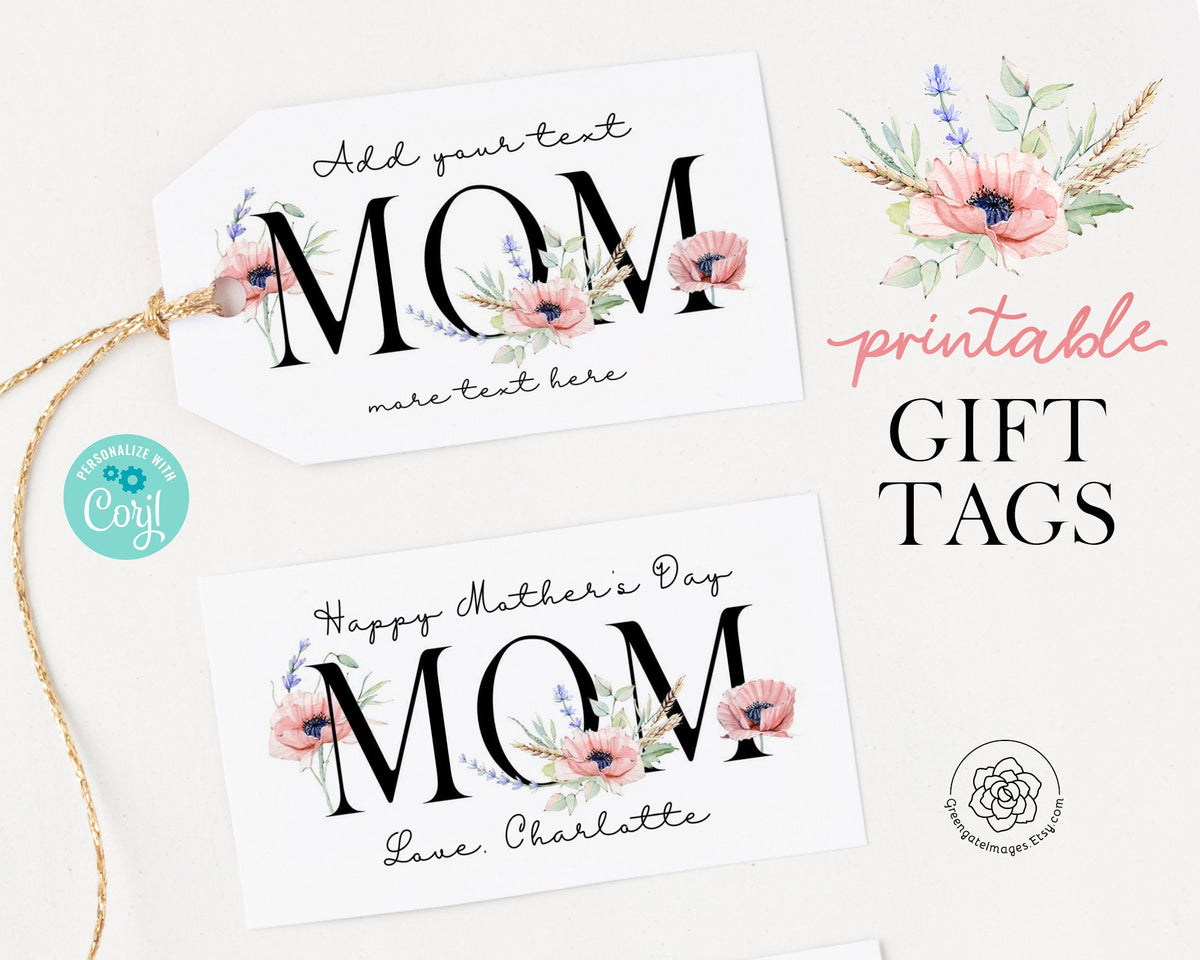 Mother's Day Gift Tags - Pink Poppies – Greengate Images