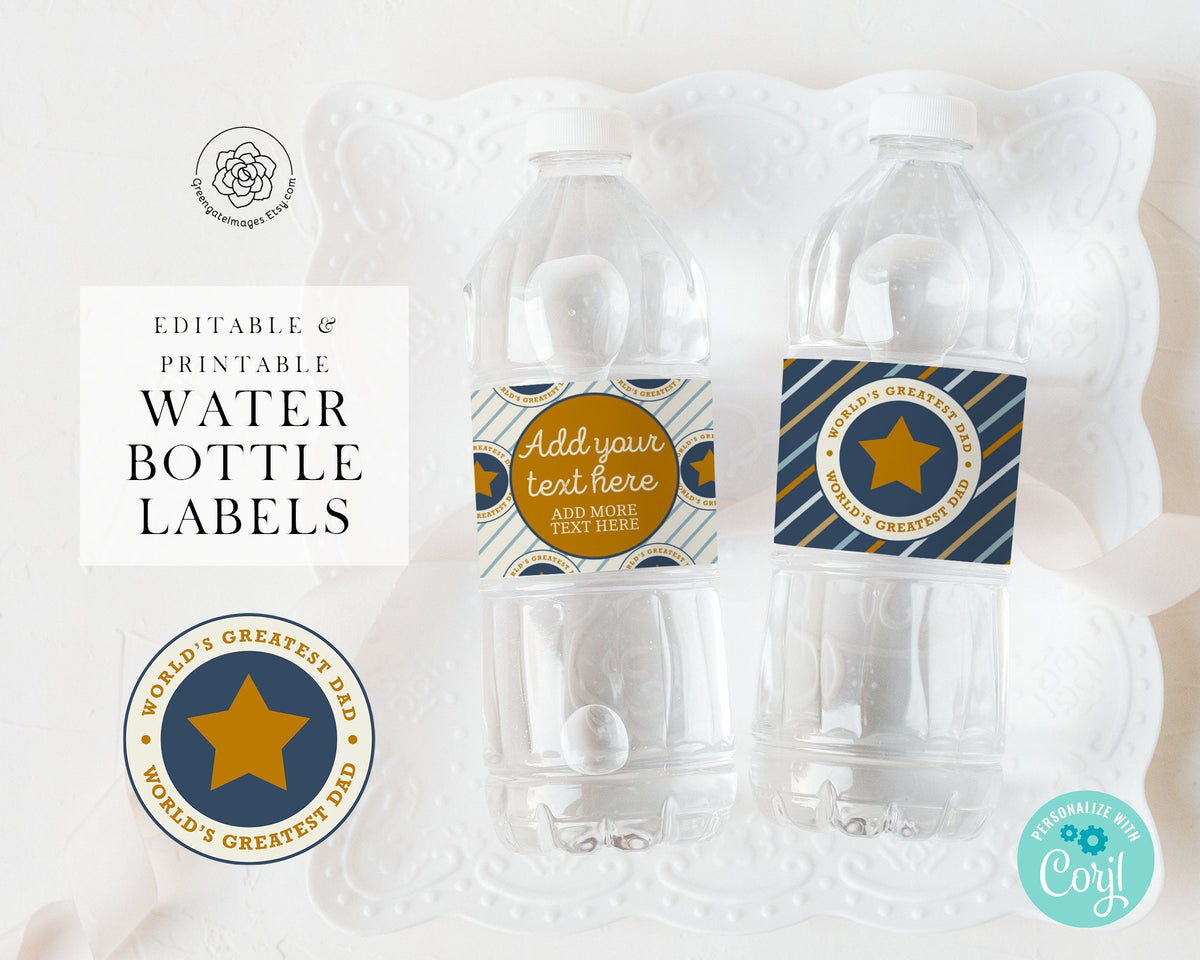 World's Greatest Dad Water Bottle Label – Greengate Images