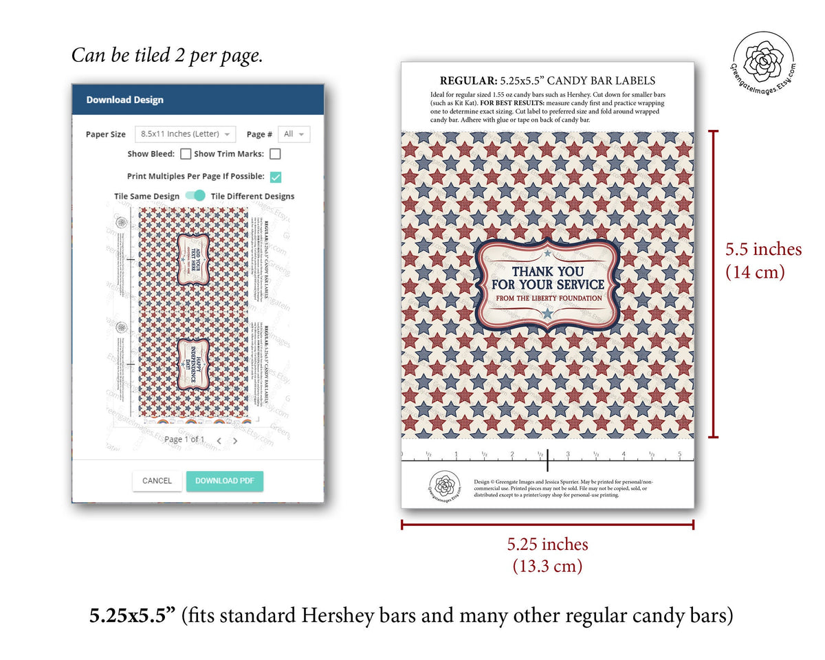 Patriotic Candy Bar Wrappers - Americana Stars – Greengate Images