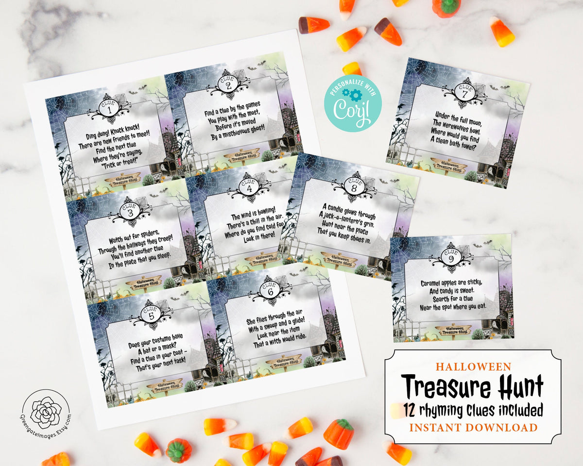 Halloween Treasure Hunt Clues - Haunted House Design – Greengate Images