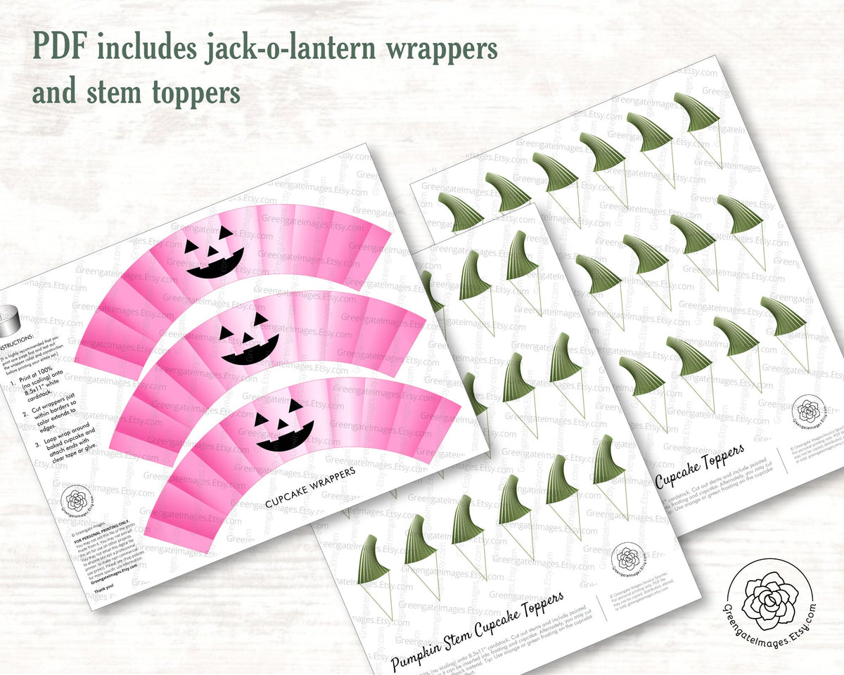 Pink Jack-o-Lantern Cupcake Wrappers – Greengate Images