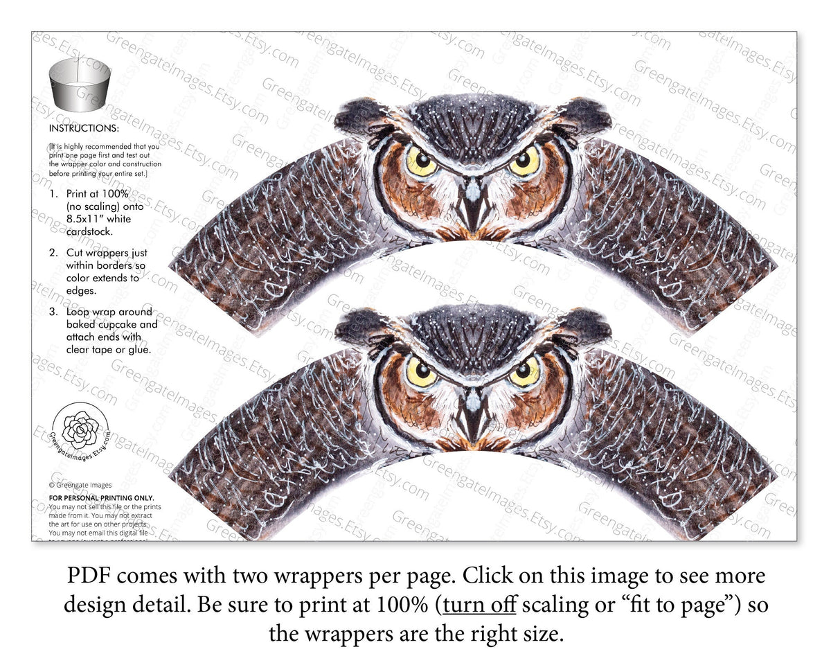 Owl Cupcake Wrappers – Greengate Images