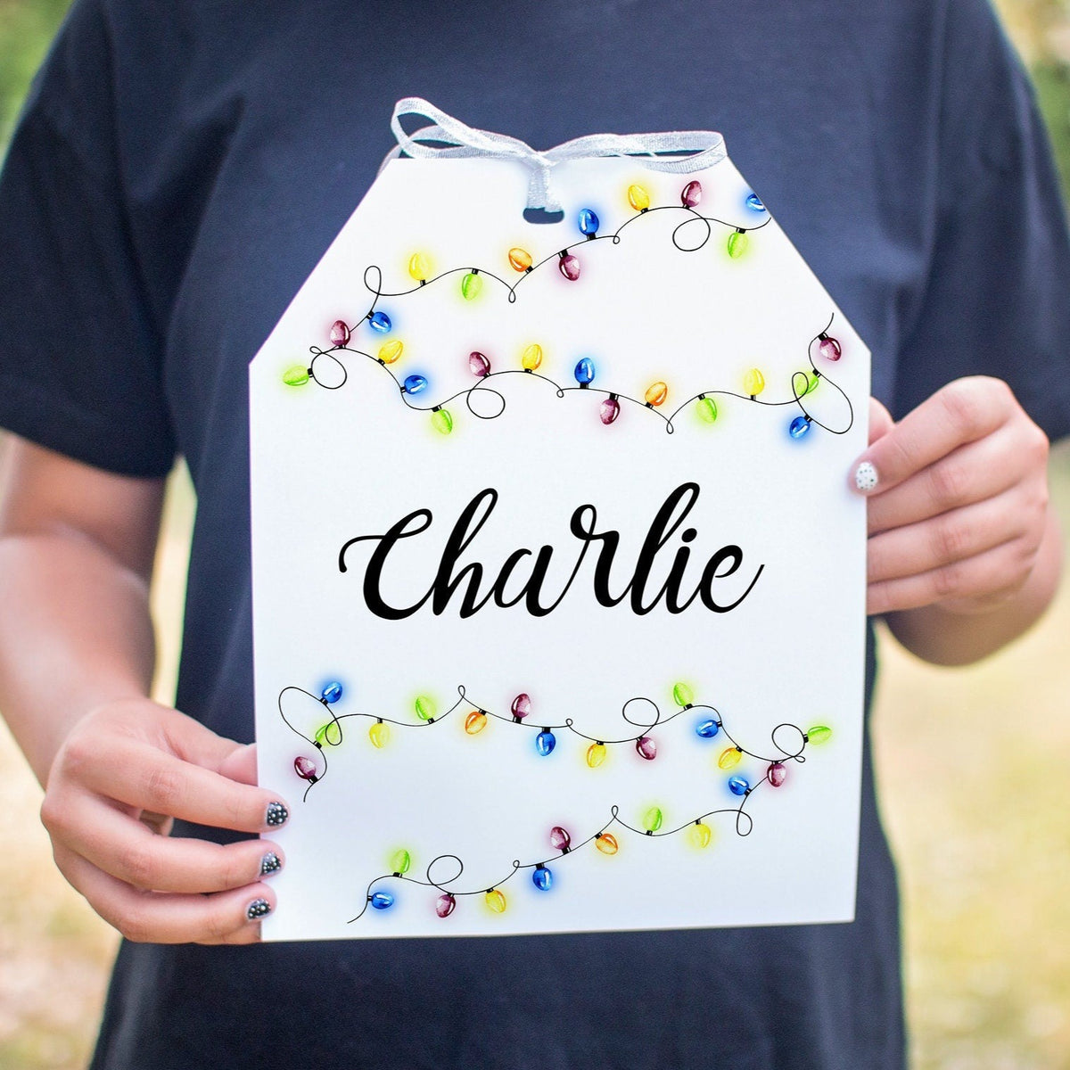 Giant XL Christmas Gift Tag - String Lights – Greengate Images