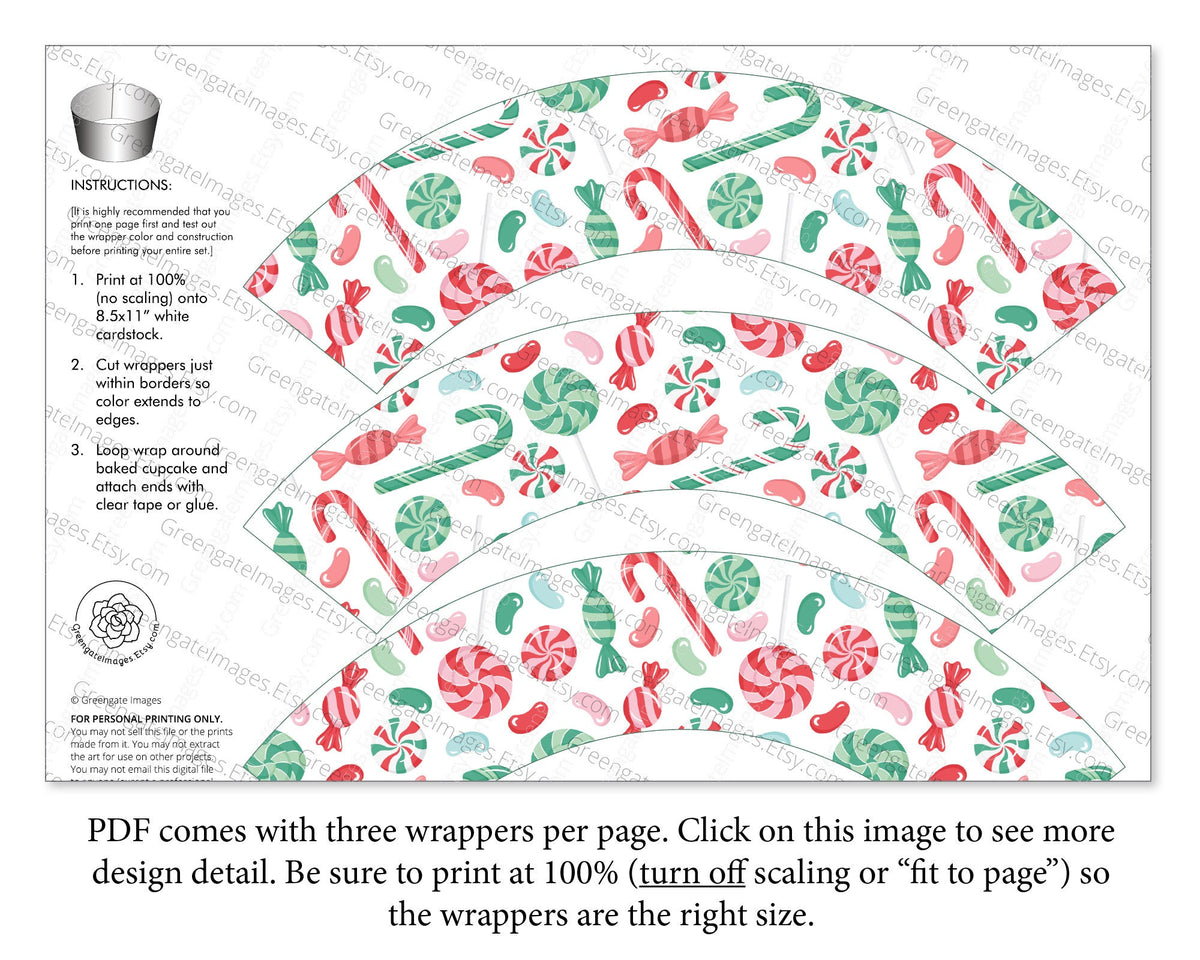 Peppermint Candy Cupcake Wrappers – Greengate Images