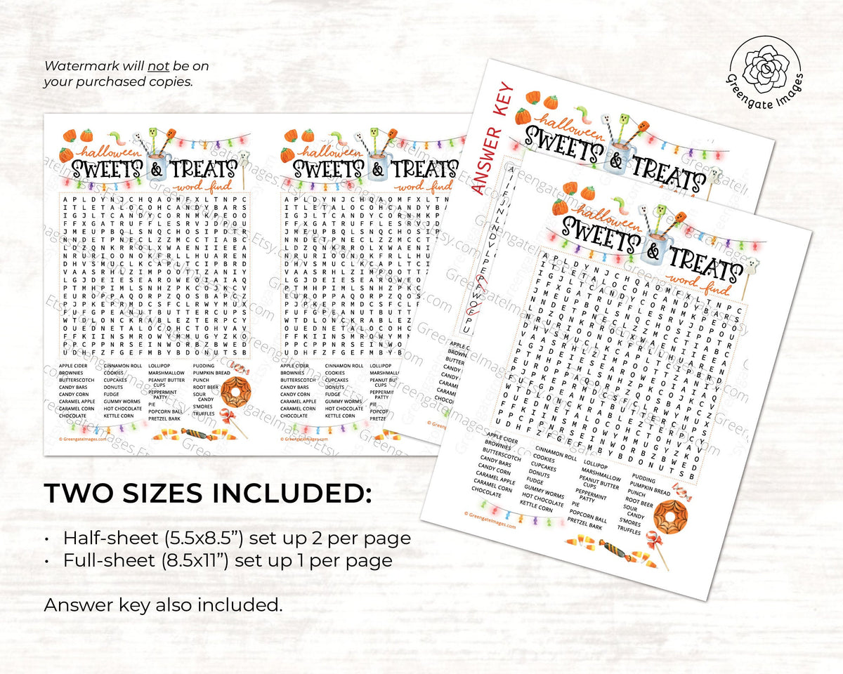 Halloween Sweets Word Find – Greengate Images
