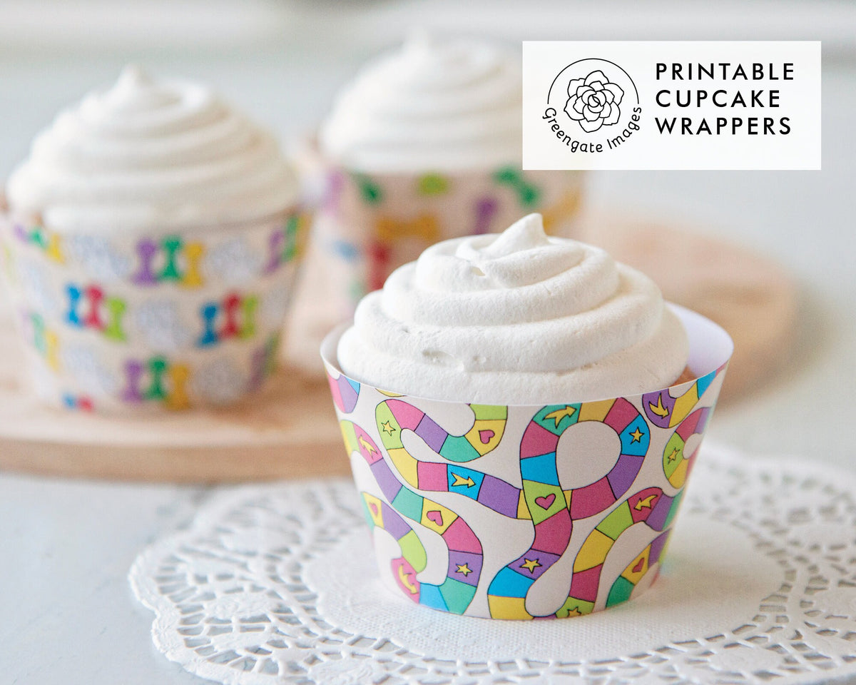 Tan Board Game Cupcake Wrapper Trio – Greengate Images