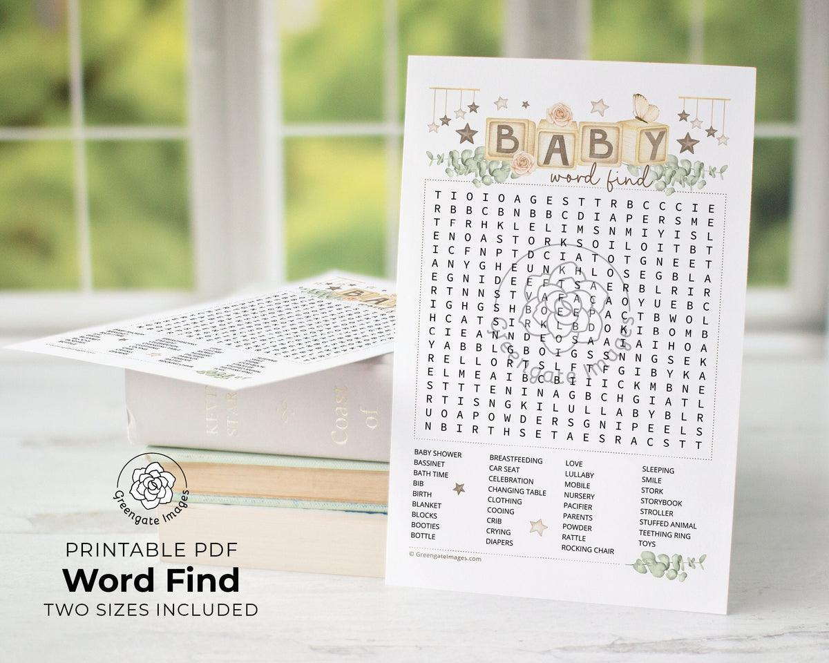 Baby Word Find - Neutral Boho – Greengate Images