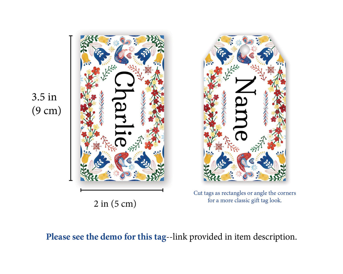 Folk/Scandi Christmas Gift Tags - Multicolored Birds – Greengate Images