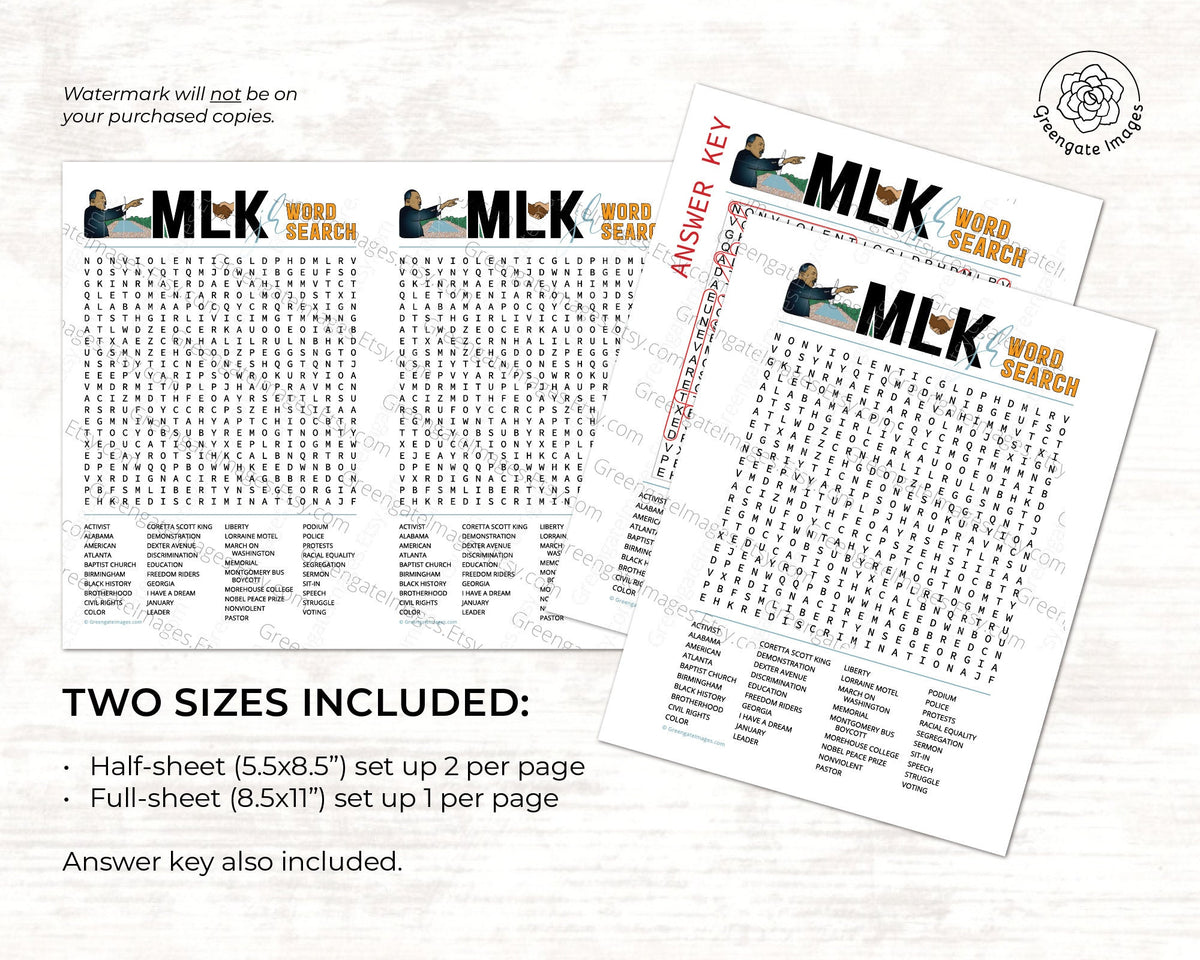 MLK Word Search – Greengate Images