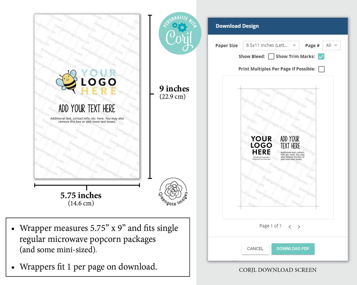 Custom Logo Popcorn Wrappers – Greengate Images