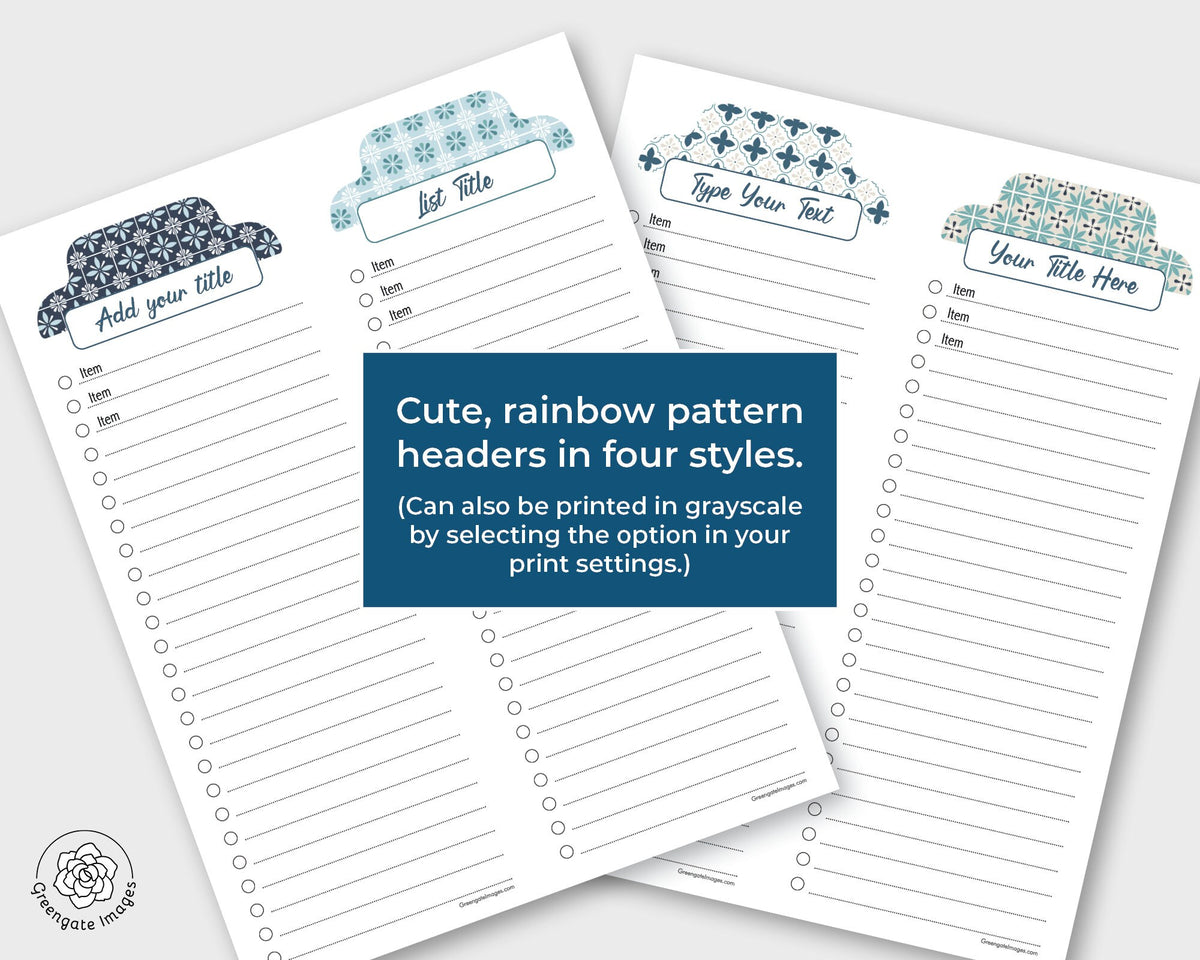 Printable List Paper - Mediterranean Tile – Greengate Images