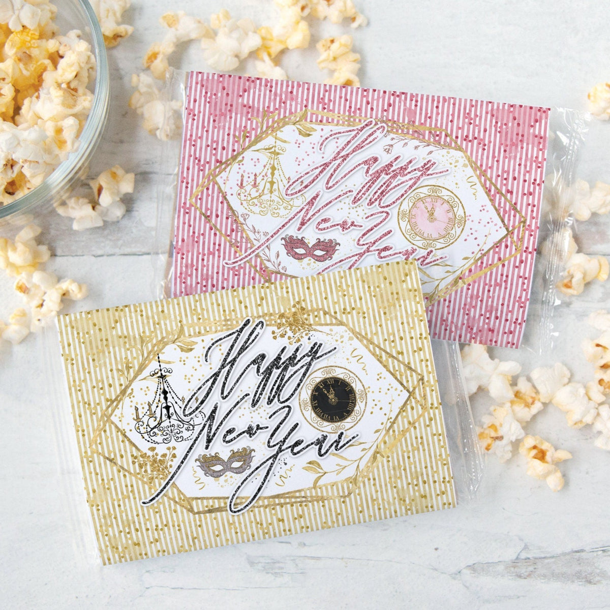 New Year's Popcorn Wrapper Duo - Gold and Pink – Greengate Images
