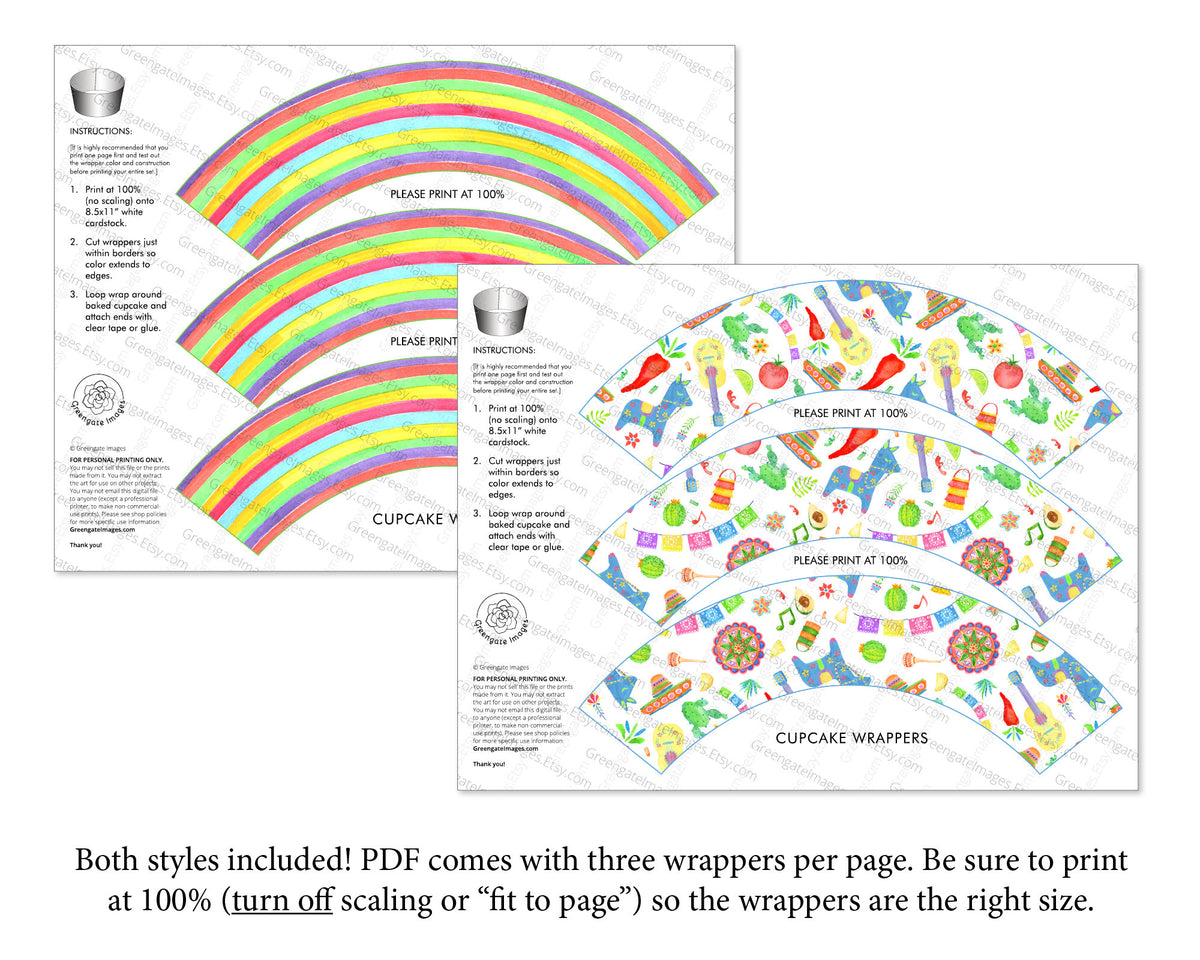Fiesta Stripe Cupcake Wrapper Duo – Greengate Images