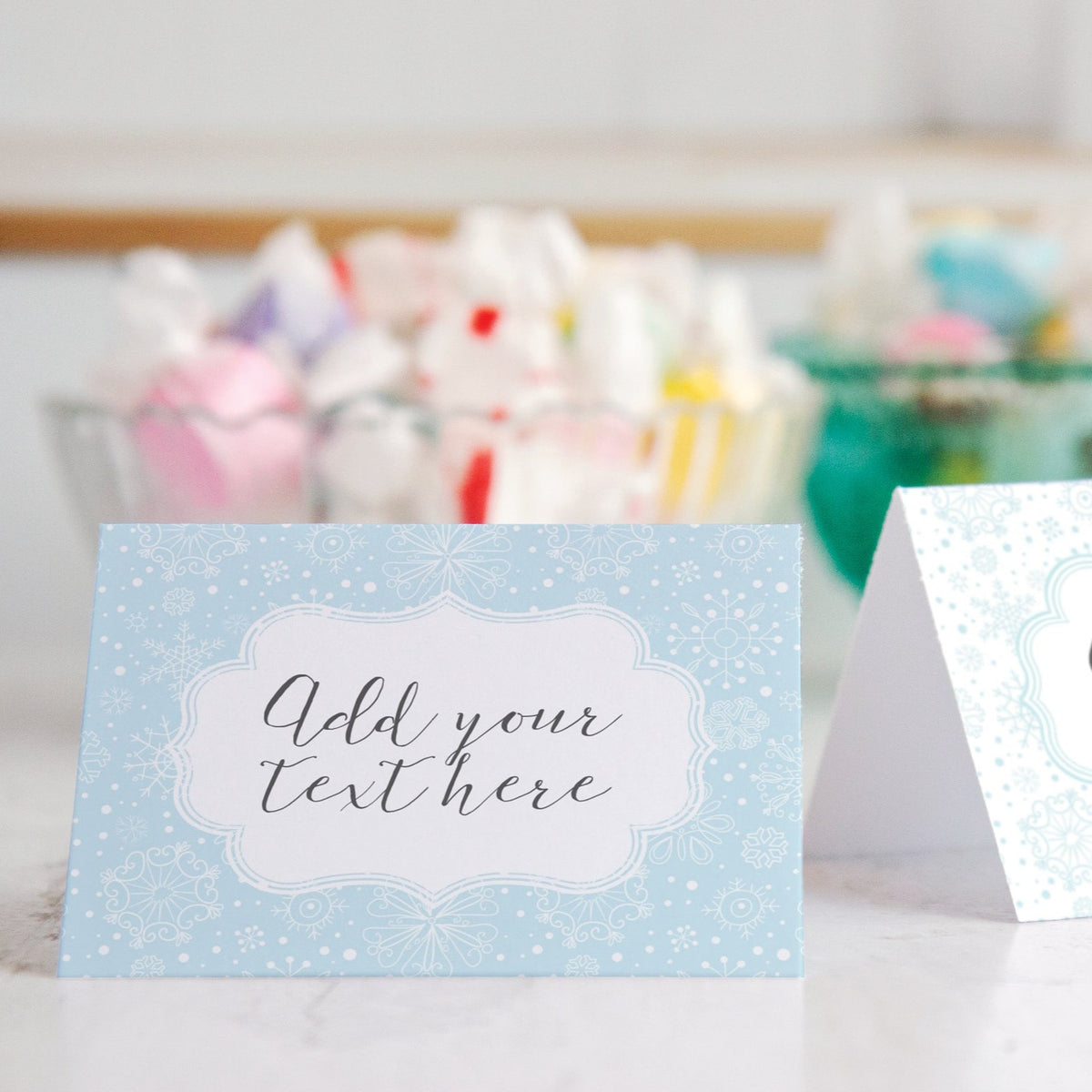 Snowflake Place Cards Duo - Light Blue – Greengate Images