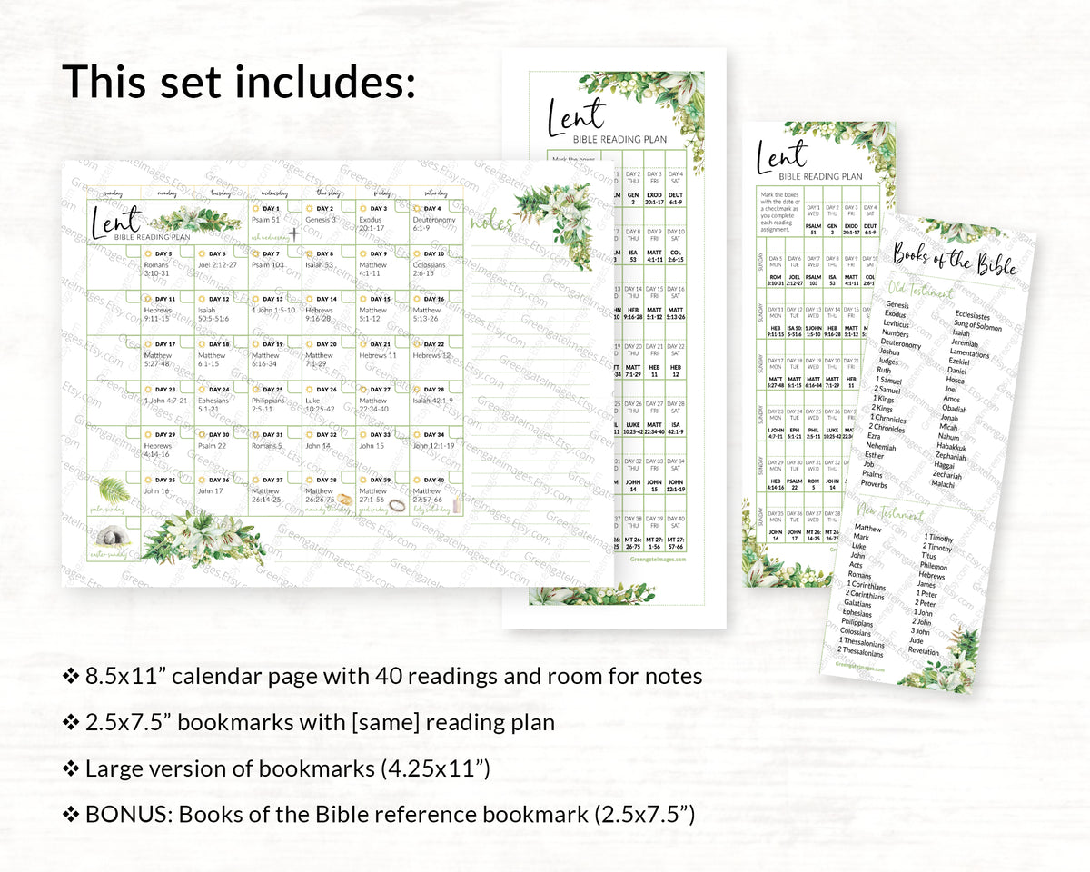 40-Day Lent Bible Reading Plan - Easter Lily Design – Greengate Images