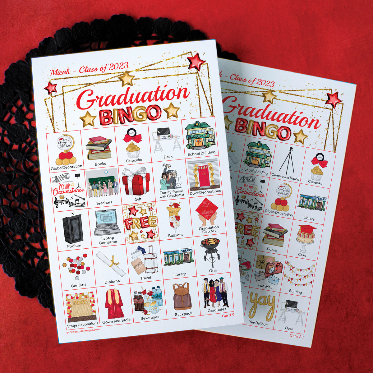Graduation Bingo - Red and Gold – Greengate Images