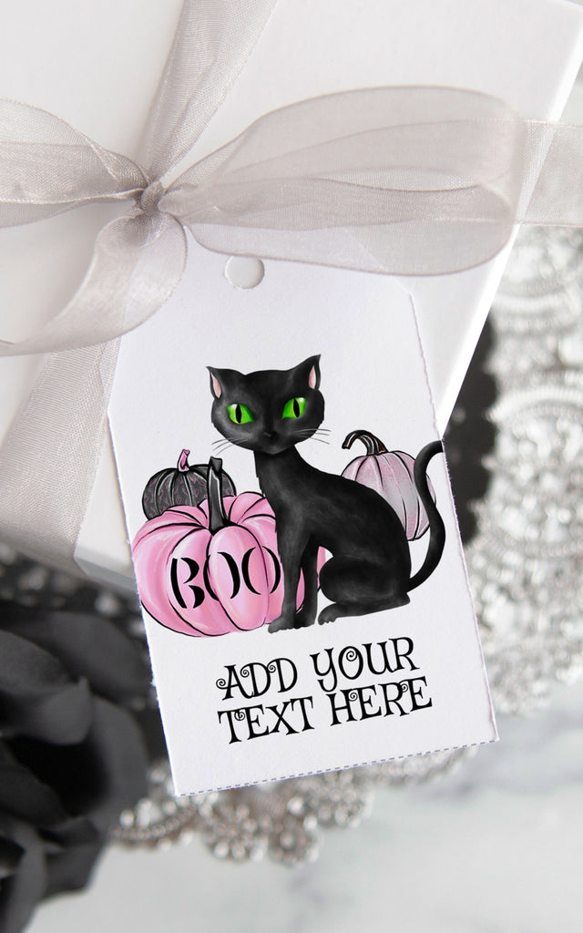 Black Cat Pink Pumpkin Halloween Gift Tag – Greengate Images
