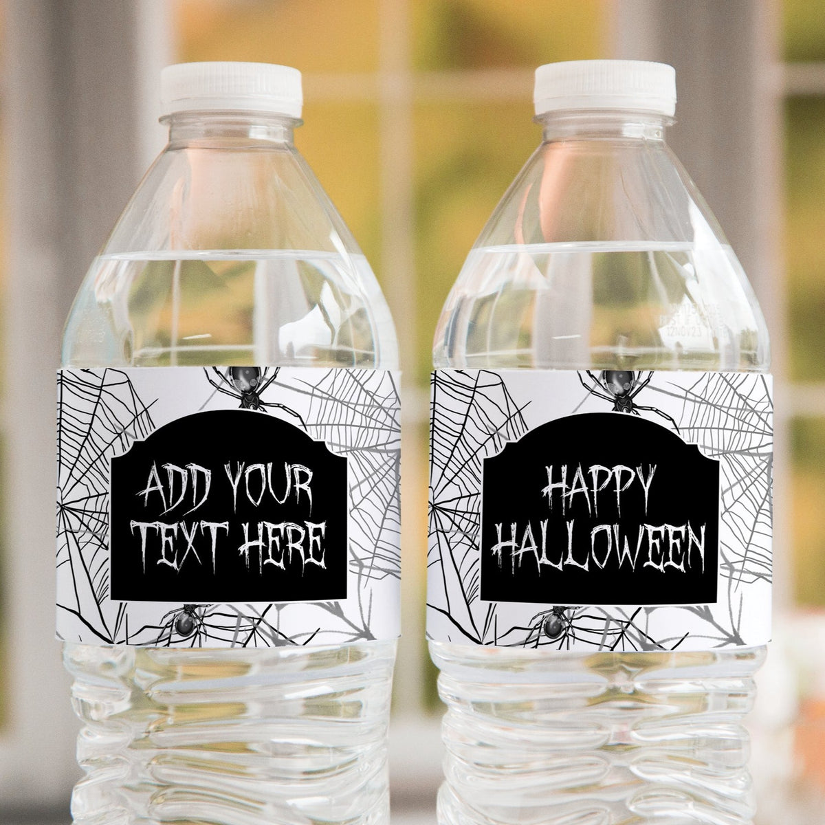 Spider Web Halloween Water Bottle Label – Greengate Images