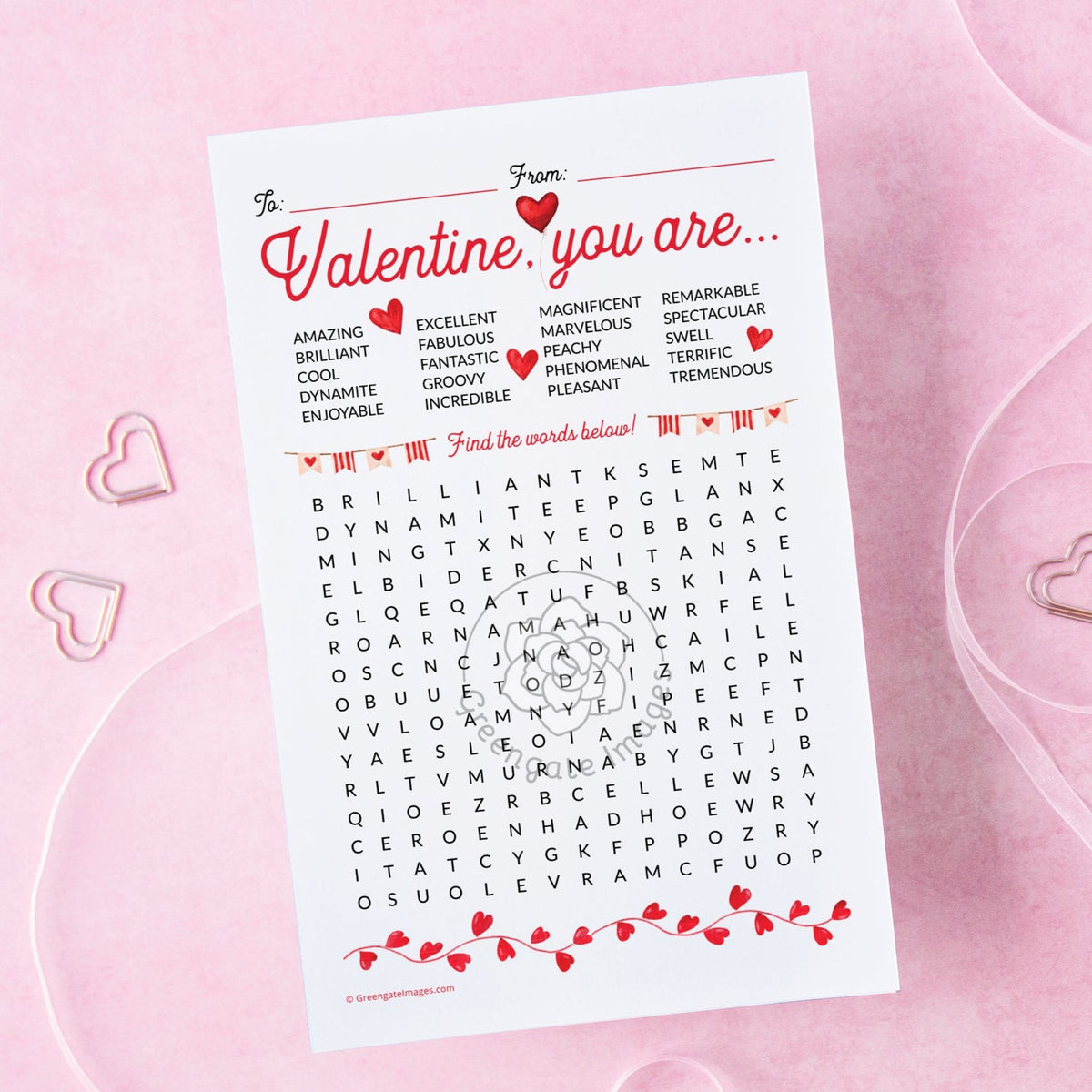 Valentine's Day Word Find Cards - Complimentary Adjectives – Greengate ...