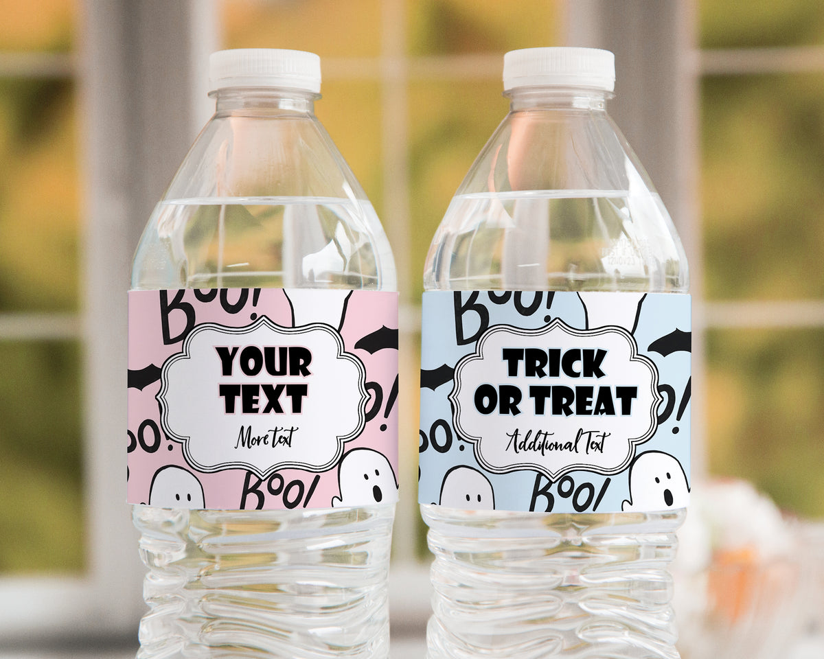 Pink and Blue Ghosts Halloween Water Bottle Label Duo – Greengate Images
