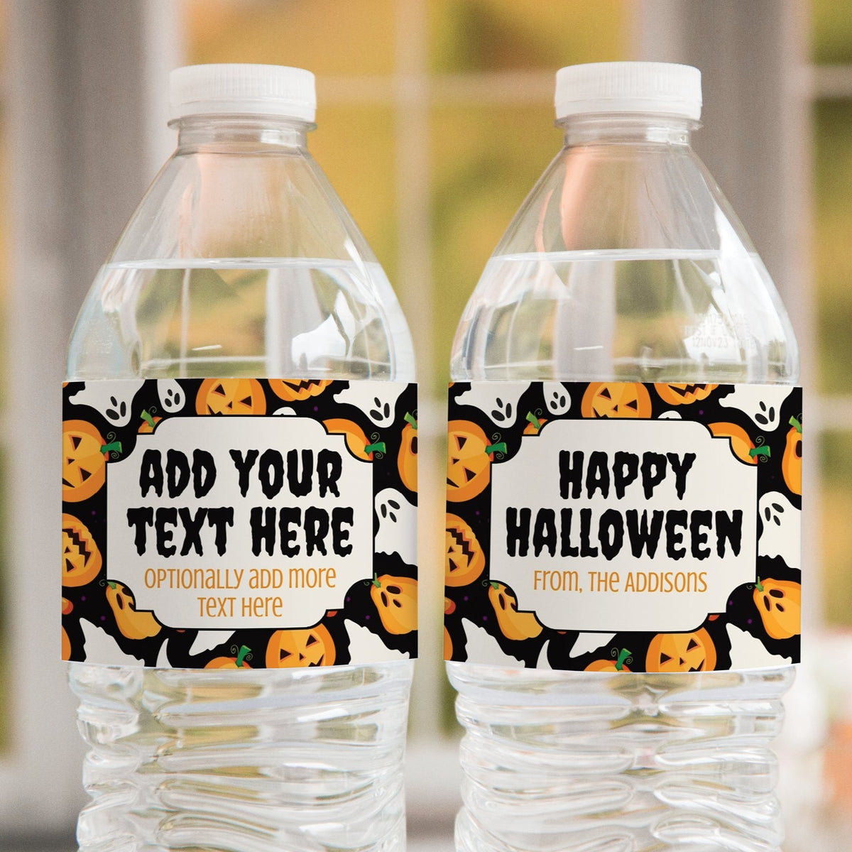 Ghosts and Jack-o-Lanterns Halloween Water Bottle Label – Greengate Images