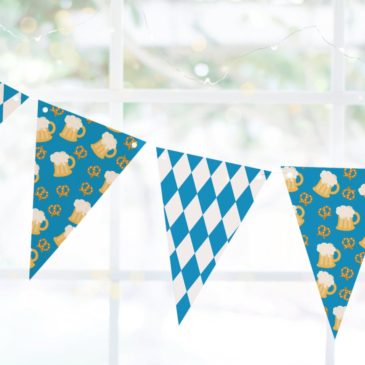 Oktoberfest Bunting - Bavarian Flag and Beer/Pretzels – Greengate Images
