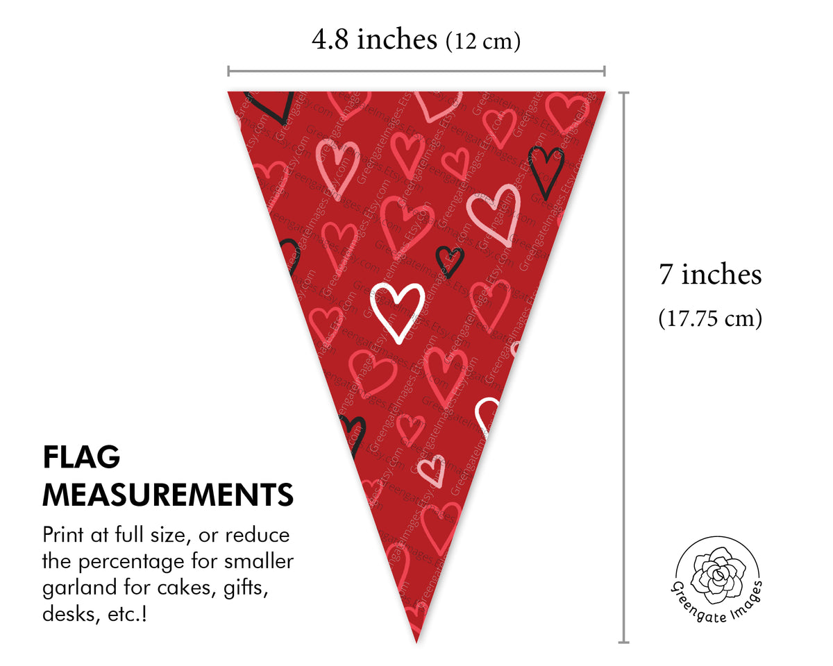 Valentine's Day Bunting - Red Hearts – Greengate Images
