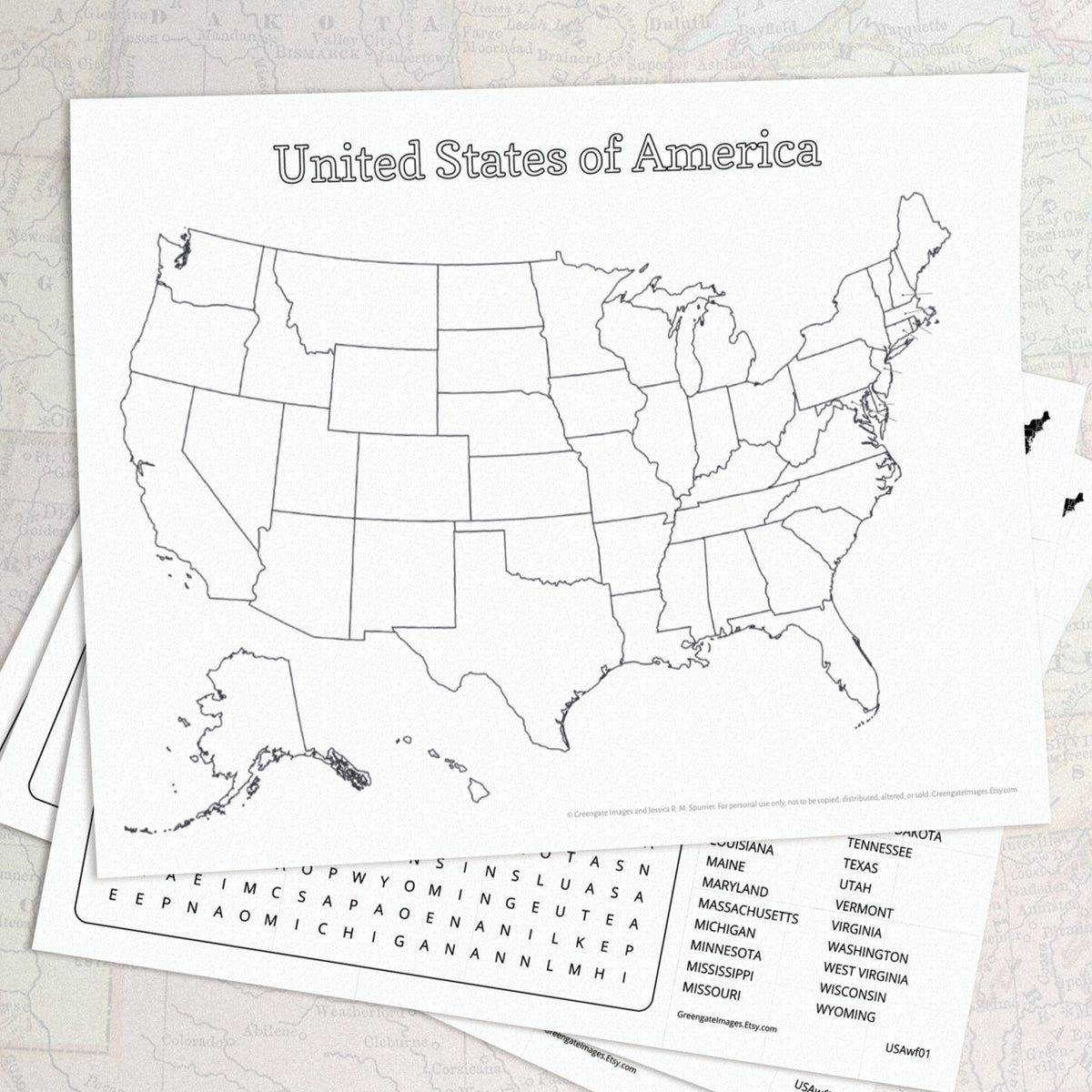 USA Activity Printables Pack – Greengate Images