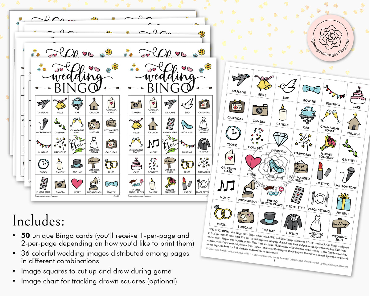 Wedding Bingo - Color Doodles – Greengate Images